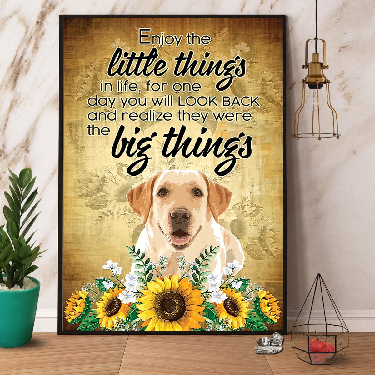 Labrador Sunflower Enjoy The Little Things Poster No Frame Matte Wall ...