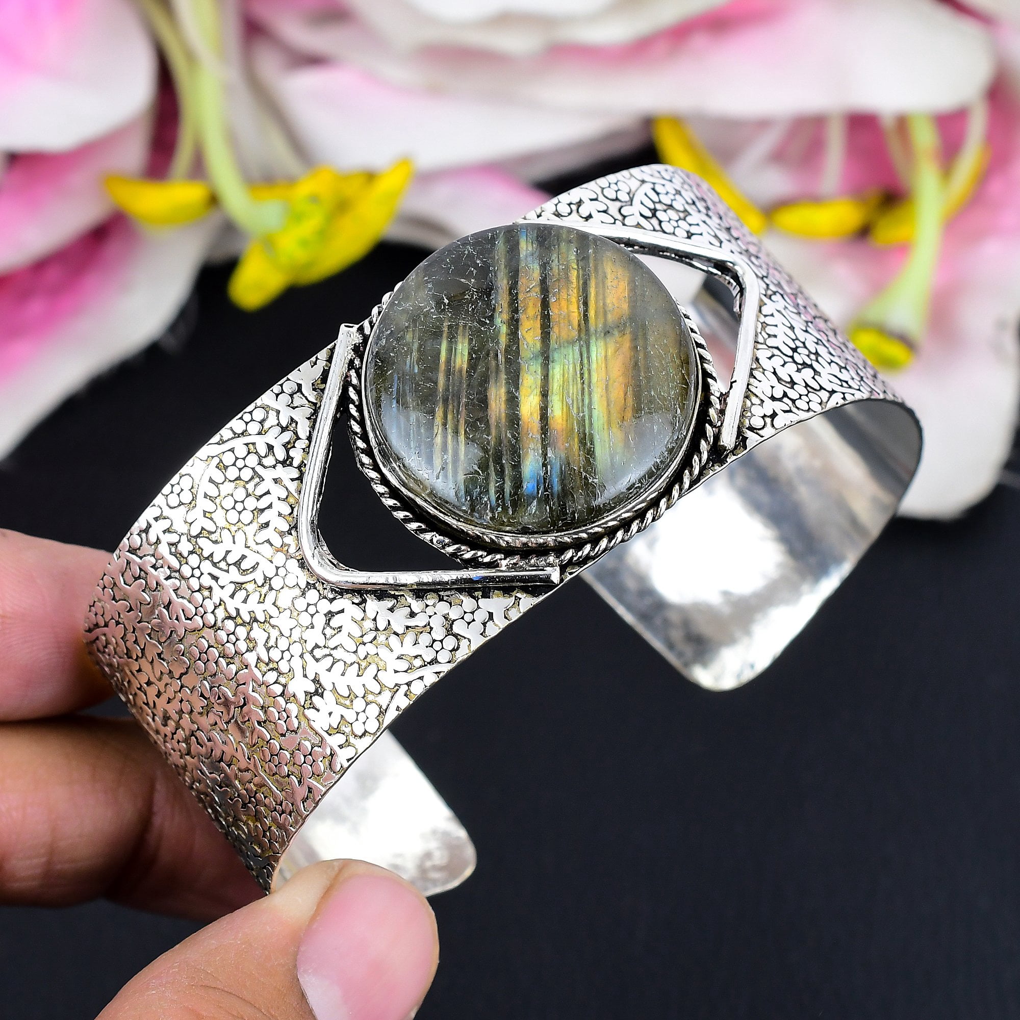 Labradorite Gemstone Handmade 925 Sterling Silver Cuff Bangle ...