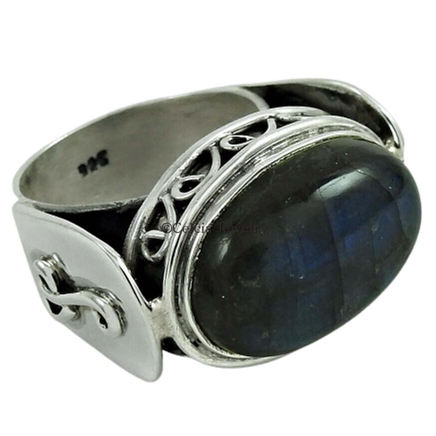 Labradorite Gemstone Oval Ring, Pure 925 Sterling Silver, Healing ...