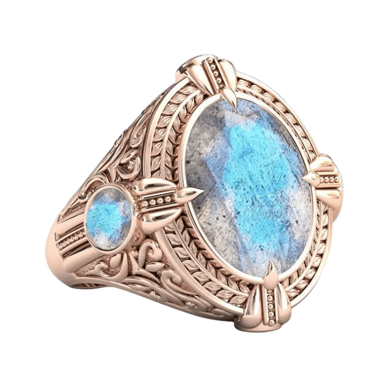 Labradorite Gemstone Wedding Signet Ring For Men 18K Gold Gemstone 10Ct ...