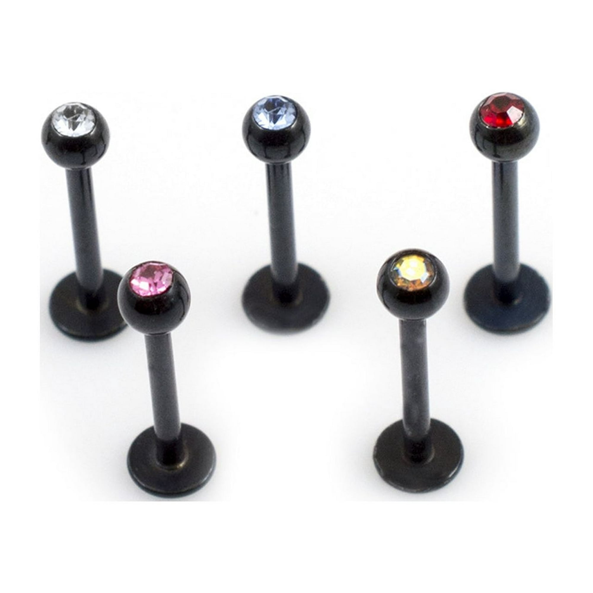 Luxe Modz Labret Monroe Black Ion Plated Titanium 5 Colors CZ Jeweled ...