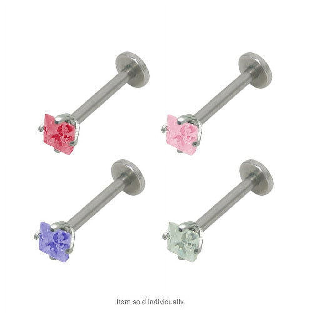 Labret Monroe Surgical Steel Lip Jewelry with CZ Jewel - 4 Colors ...