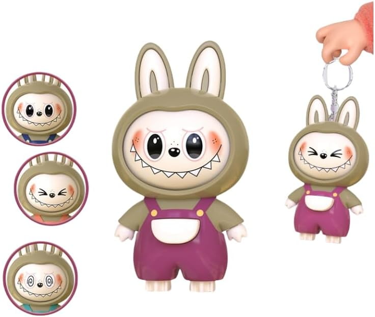 Labubu Change Face Cartoon Keychain, Labubu Doll Bag Creative Pendant ...