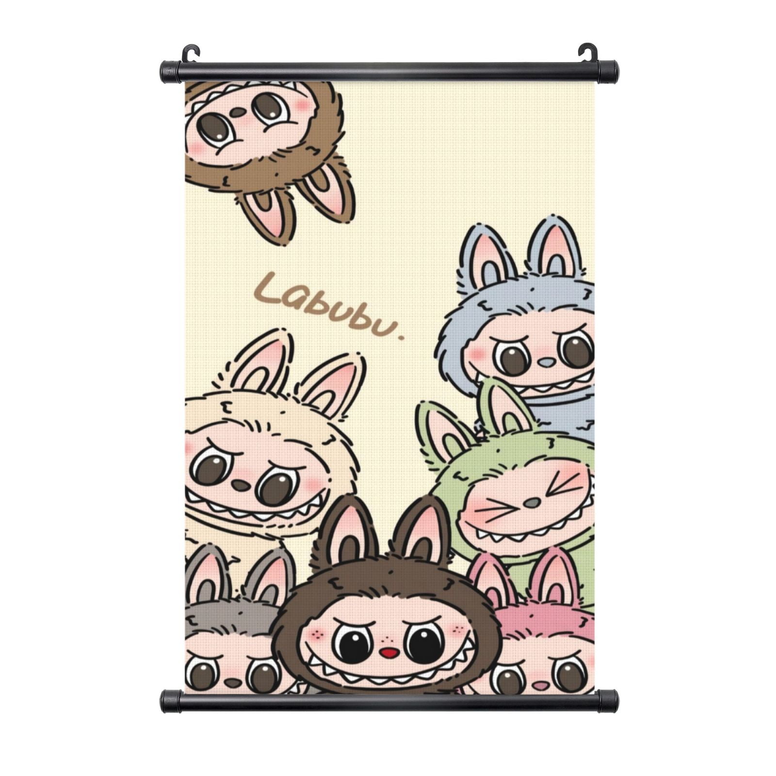 Labubu Poster Aesthetic Canvas PVC Shaft Wall Art Hanging Hanger Frame Poster for Kids Room ...