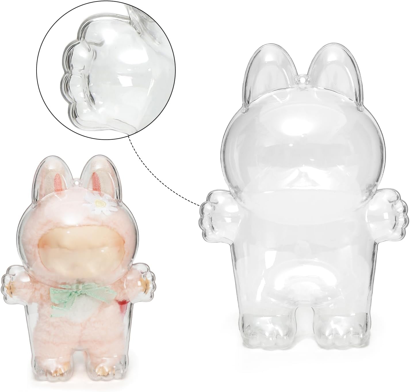 Labubu Standing Figure Protective Case with Doll Clothes – Clear PVC ...