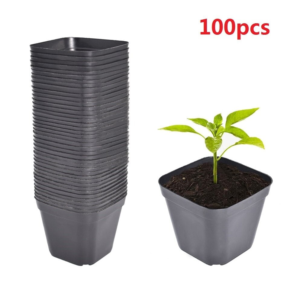 Labwork 100pcs 4" Square Plastic Nursery Pots, Lightweight Plant ...