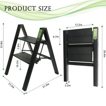 Kingrack Portable 2 Step Ladder, Foldable, Non-Slip, Indoor Use ...