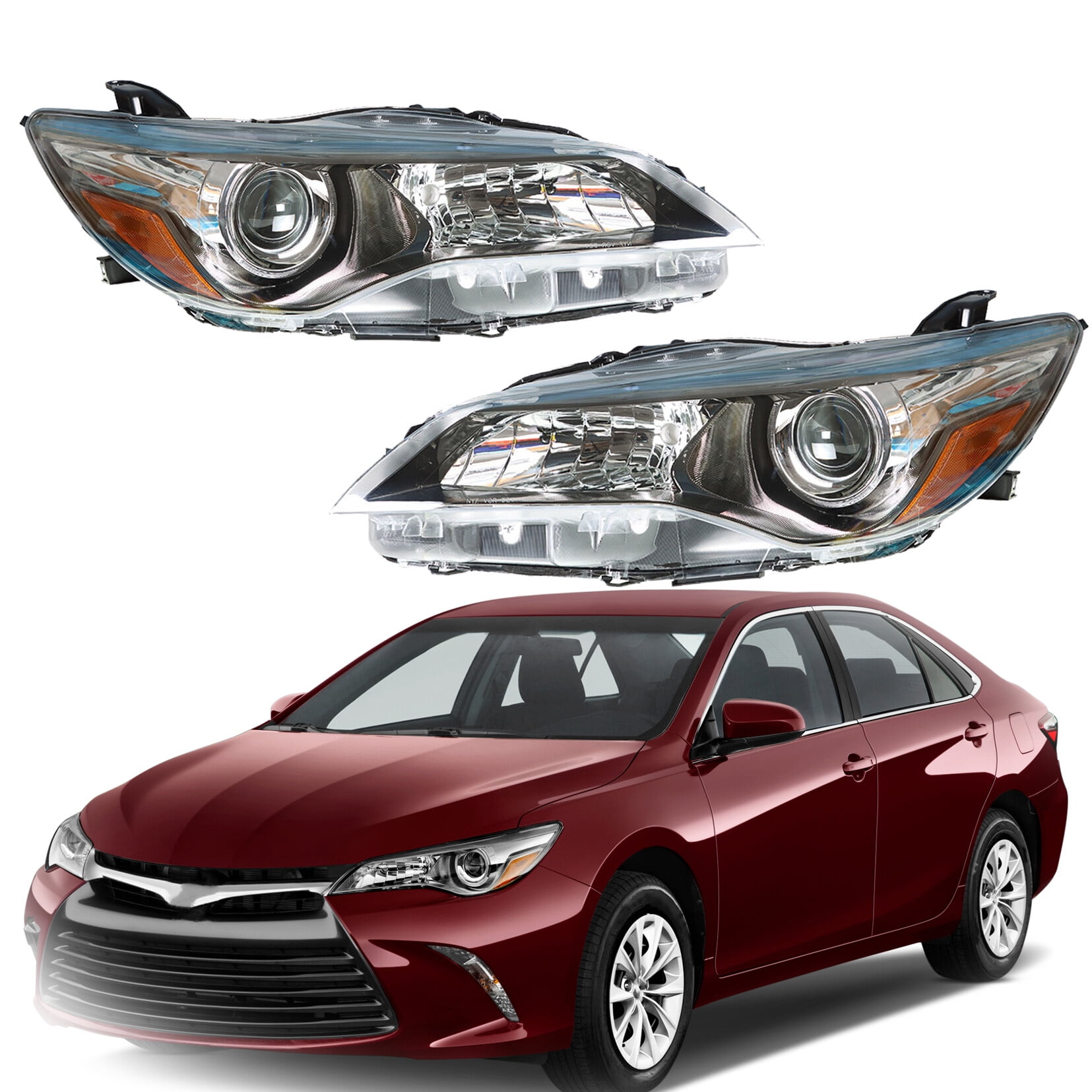 Labwork 2pcs Headlights Assembly Black Halogen Headlamp Housing Fit for ...