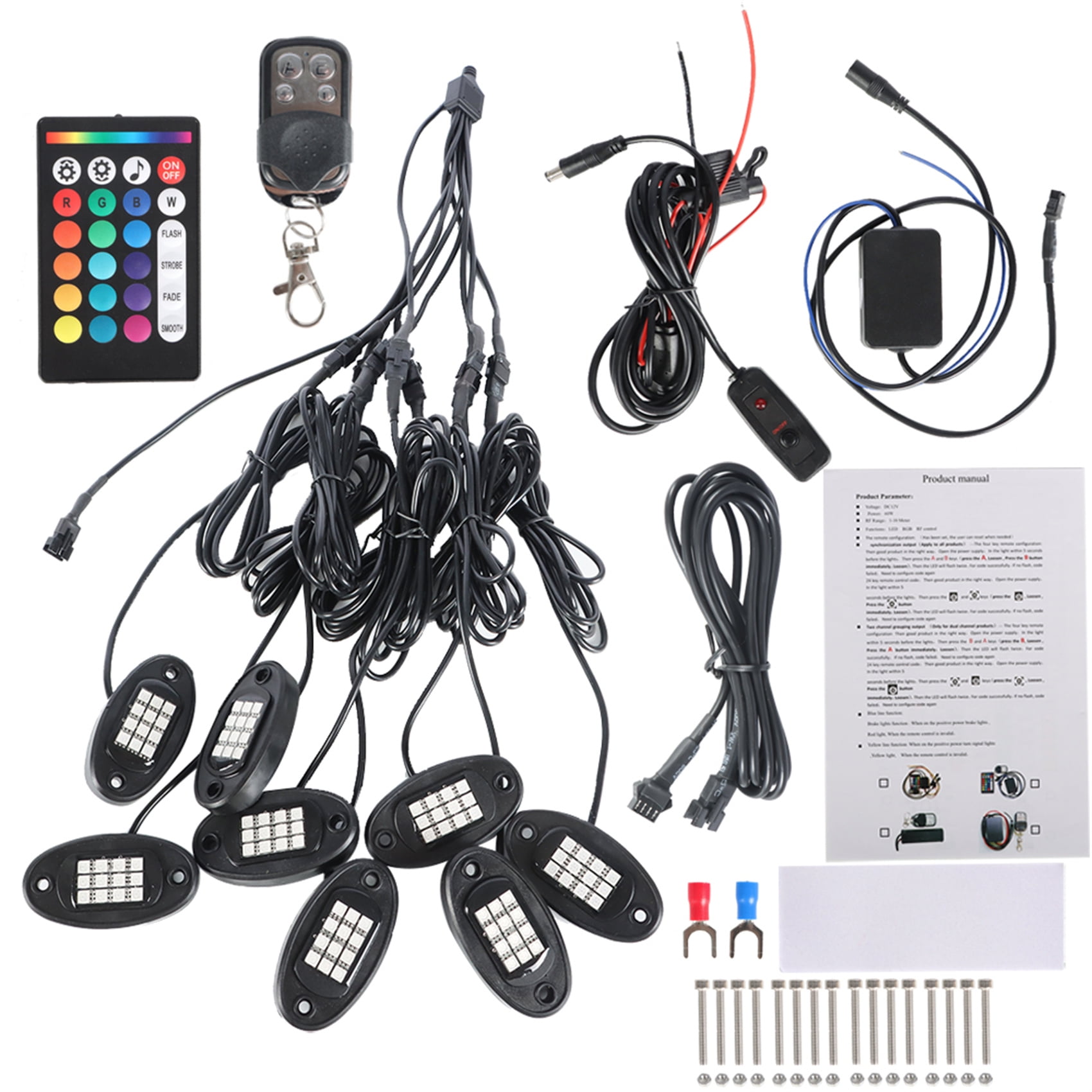 Labwork 8pcs LED RGB Brake Lights Kit Off road Truck Boat Lamp Under ...