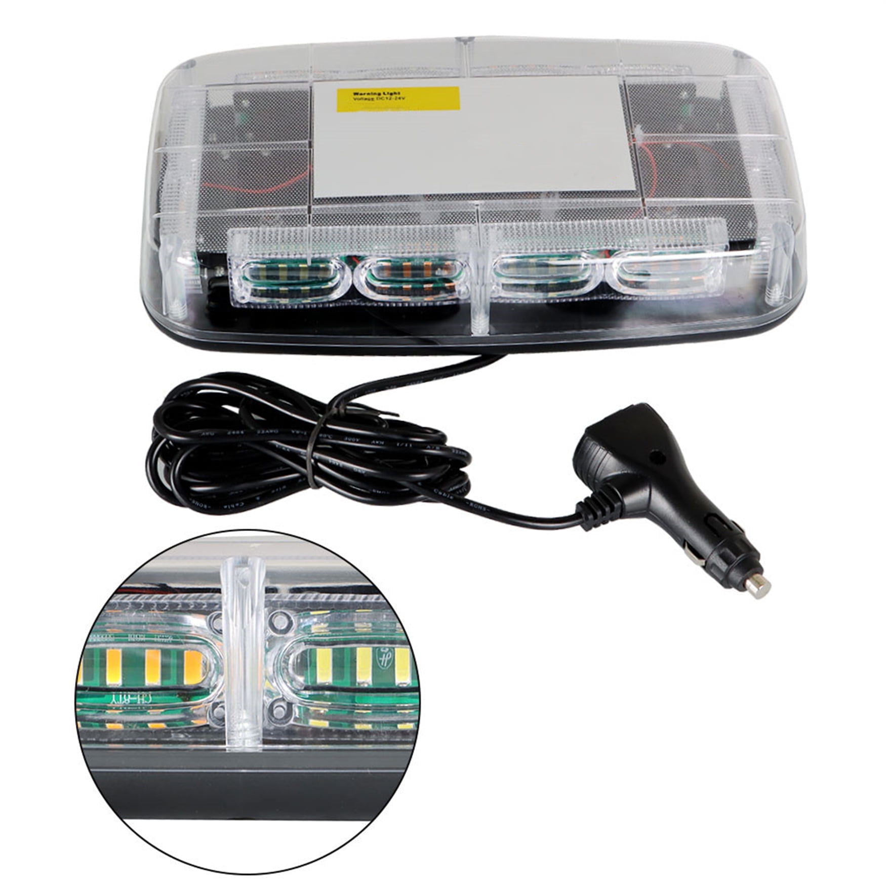 Labwork ASPL 48LED Amber/White Emergency Safety Warning Roof Top Strobe ...