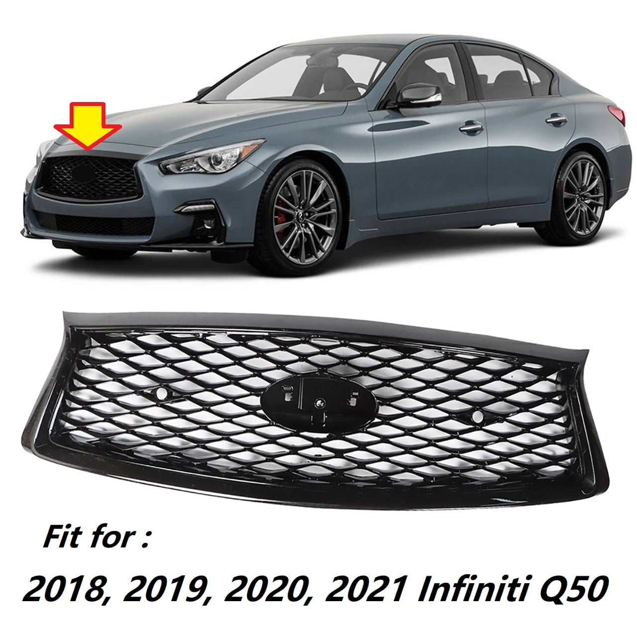 Labwork Front Bumper Grille Glossy Black Mesh Grill Fit for 2018 2019 ...