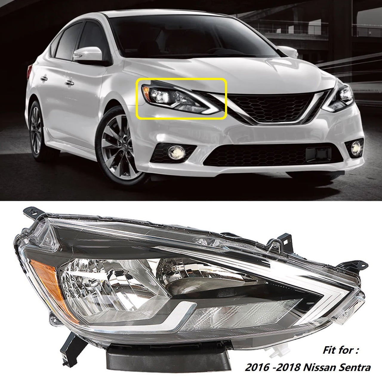 Labwork Headlight Assembly Black Halogen Headlamp Housing NI2503244 Fit ...