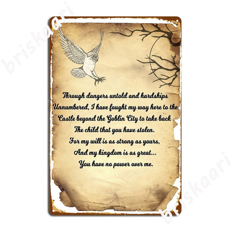 Labyrinth Poem Metal Plaque Poster Poster Club Bar Funny Wall Mural ...