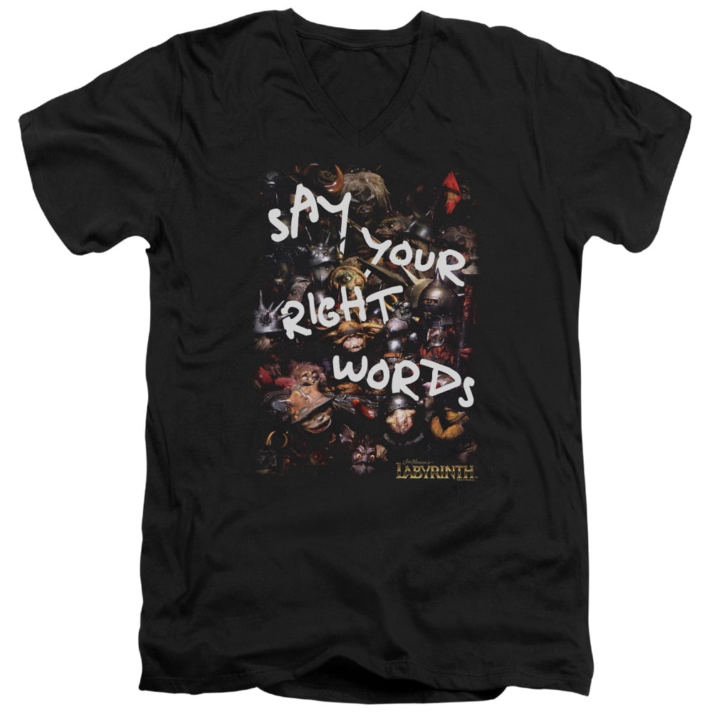 Labyrinth Right Words S/S Adult V-Neck Black - Walmart.com
