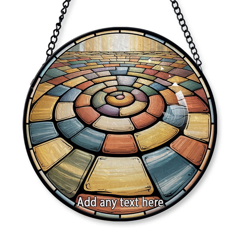 Labyrinth Spiral Stained Glass Suncatcher Window Hanging – Unique ...