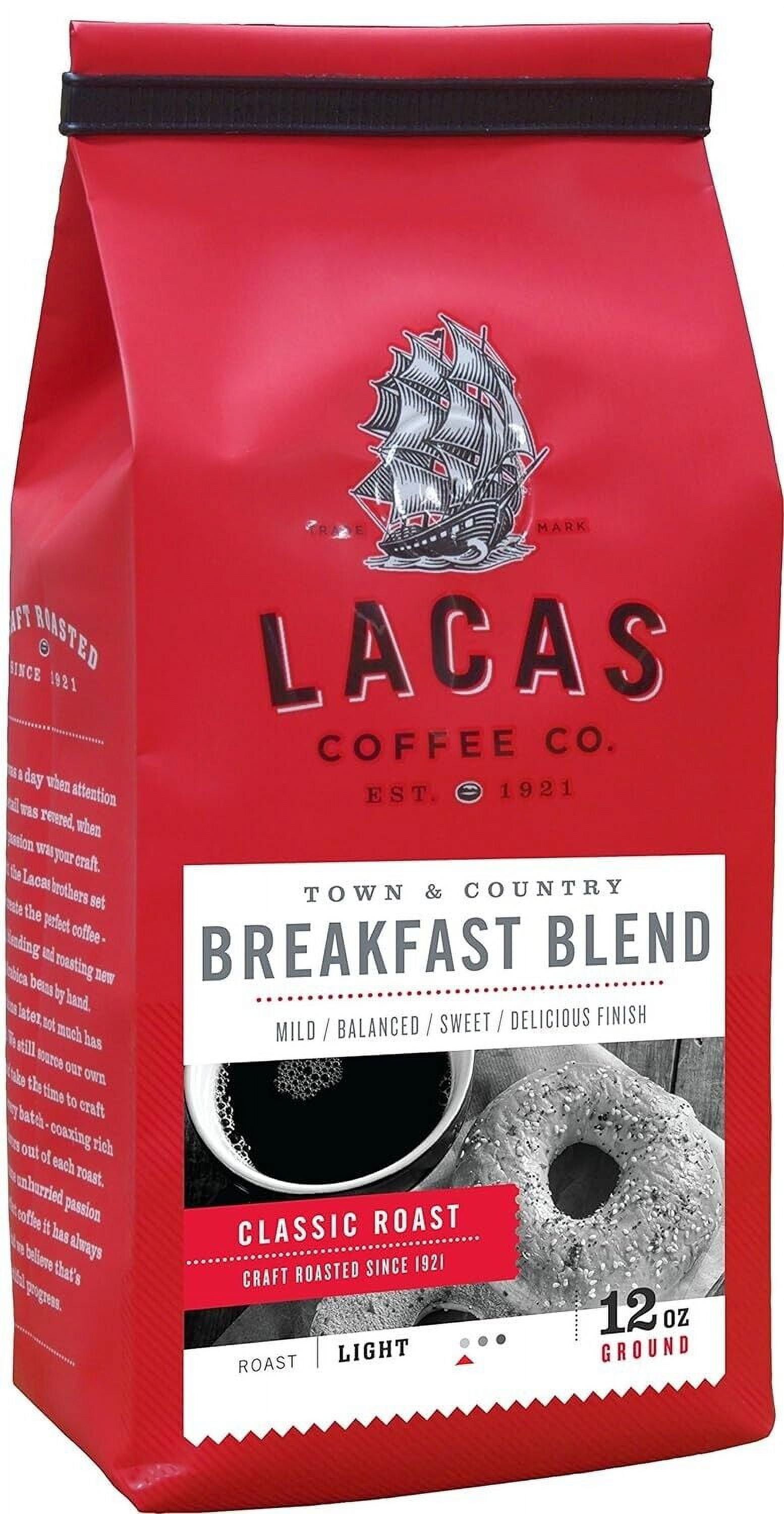 Lacas Coffee Company Breakfast Blend (Town & Country) Medium Fine 12 oz ...