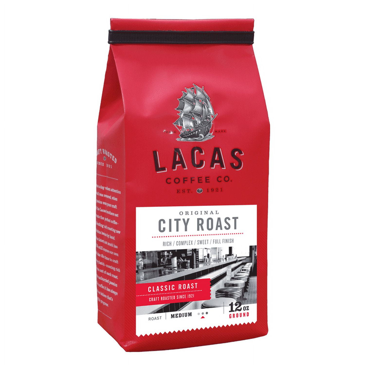 Lacas Coffee Original City Roast Medium Roast Fine Grind 12 oz ...