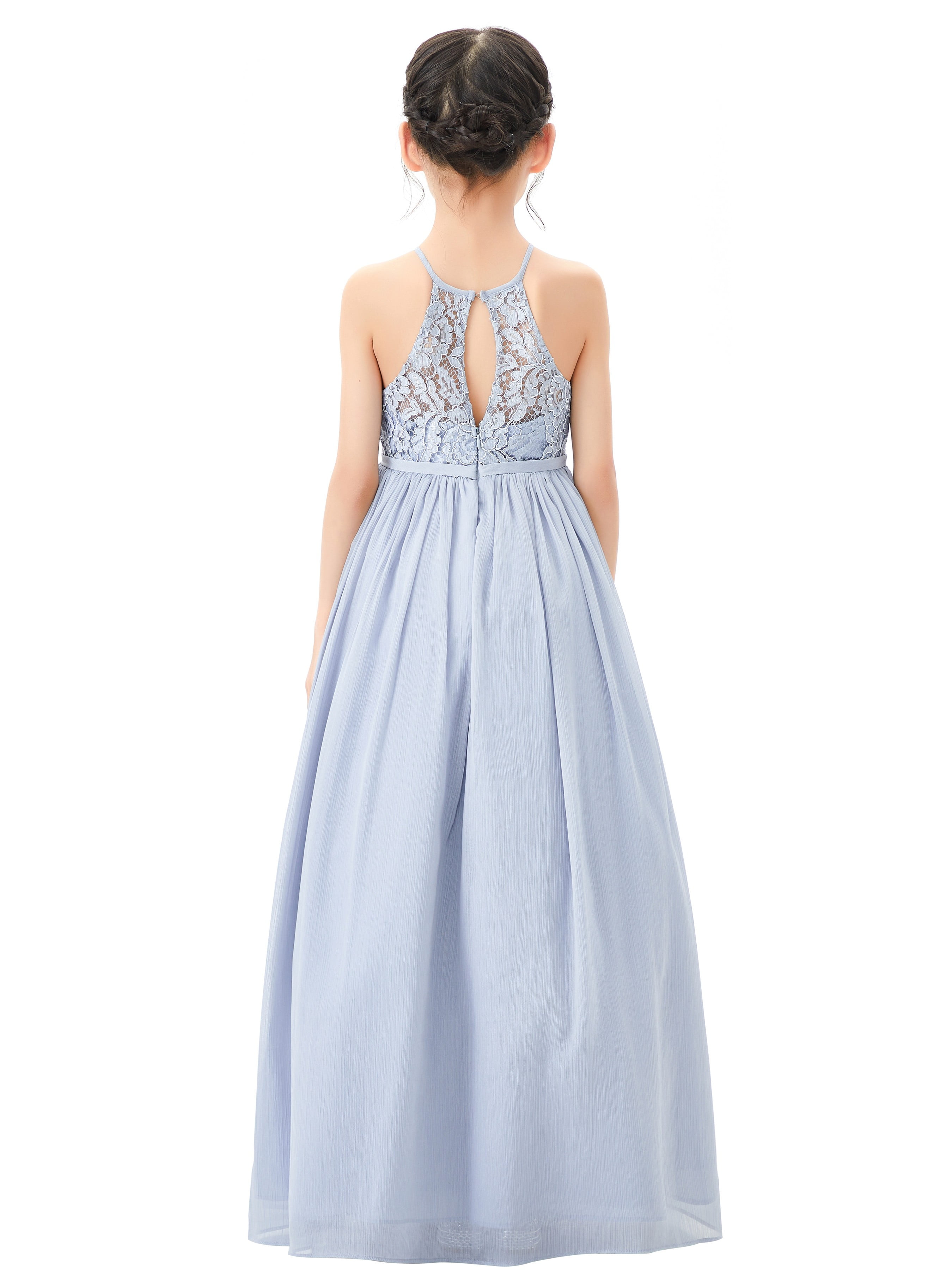 Lace Back Halter Flower Girl Dresses Junior Pageants Wedding Reception ...