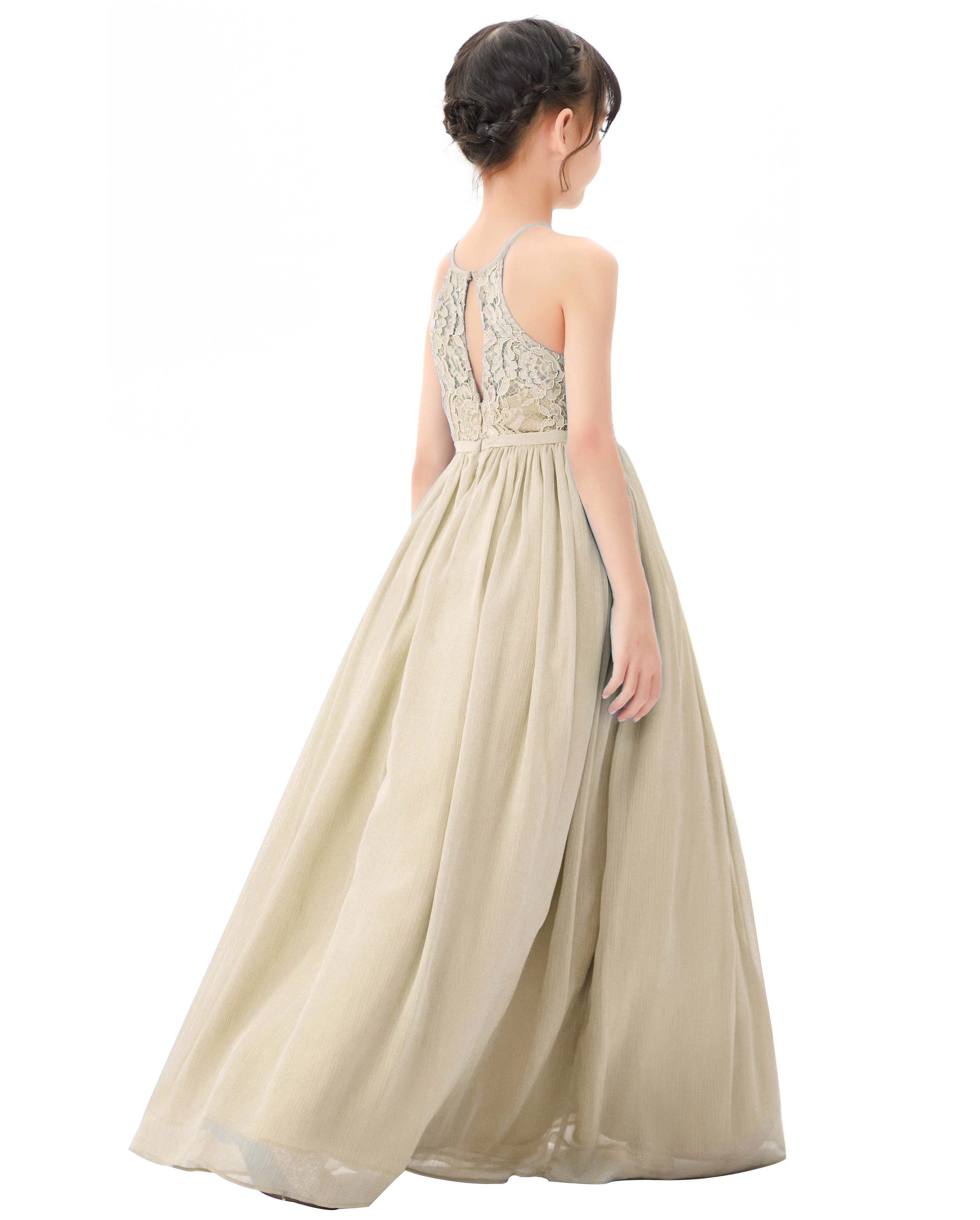 Lace Back Halter Flower Girl Dresses Junior Pageants Wedding Reception ...
