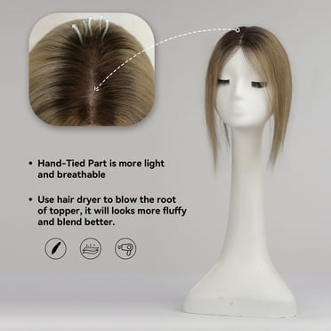 HAIRRO Human Hair Toppers For Women 100% Remy Topper With/Without Bangs ...