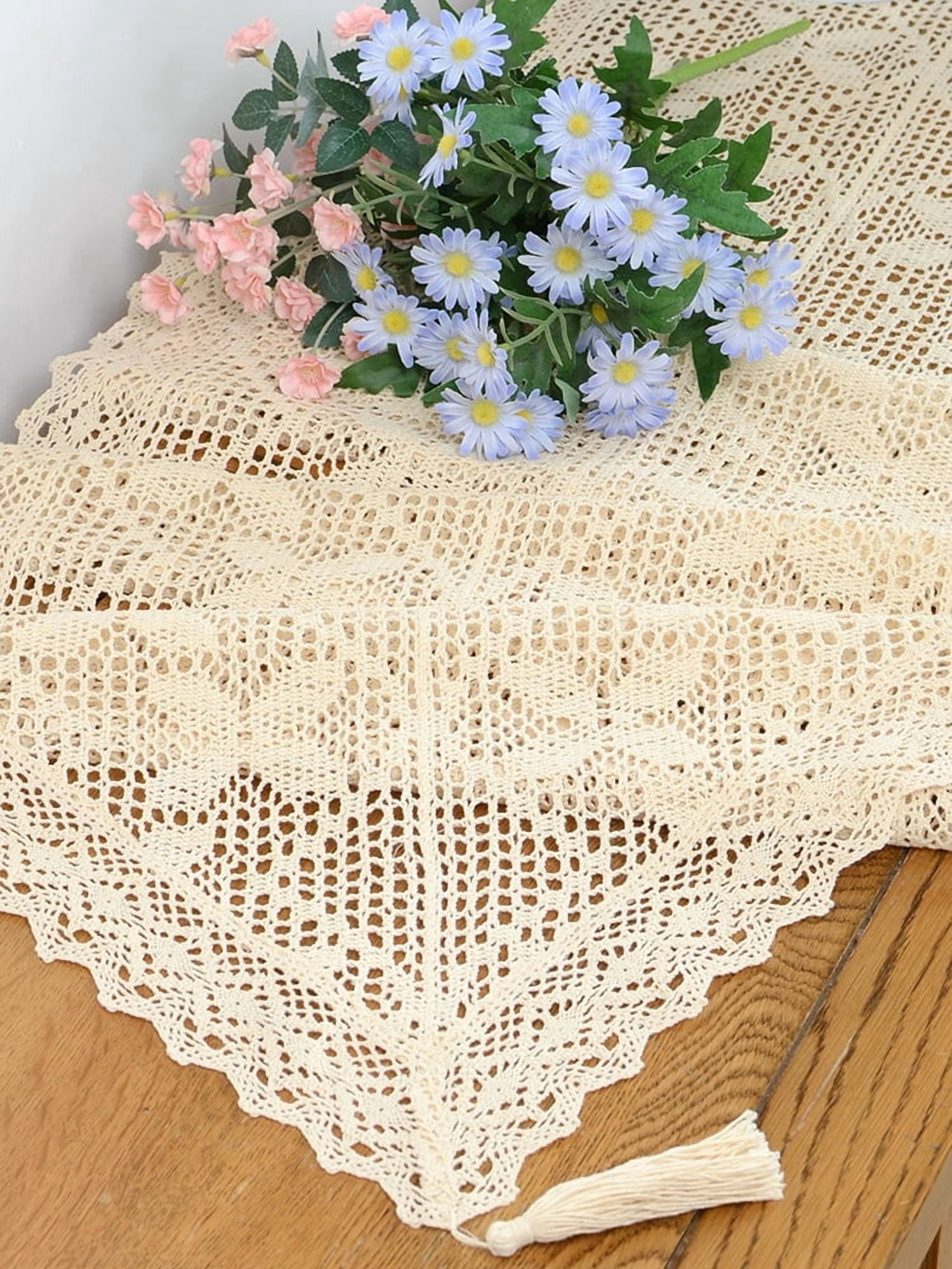 Lace Boho Table Runners Vintage Macrame Crochet Table Runner Farmhouse ...