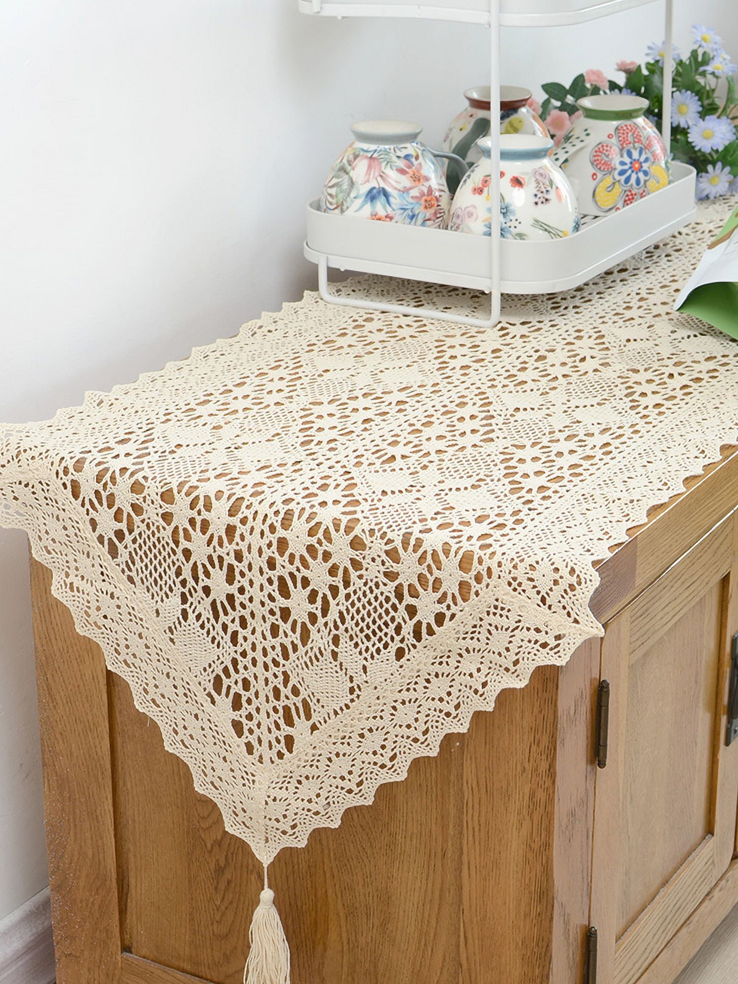 Lace Boho Table Runners Vintage Macrame Crochet Table Runner Farmhouse ...