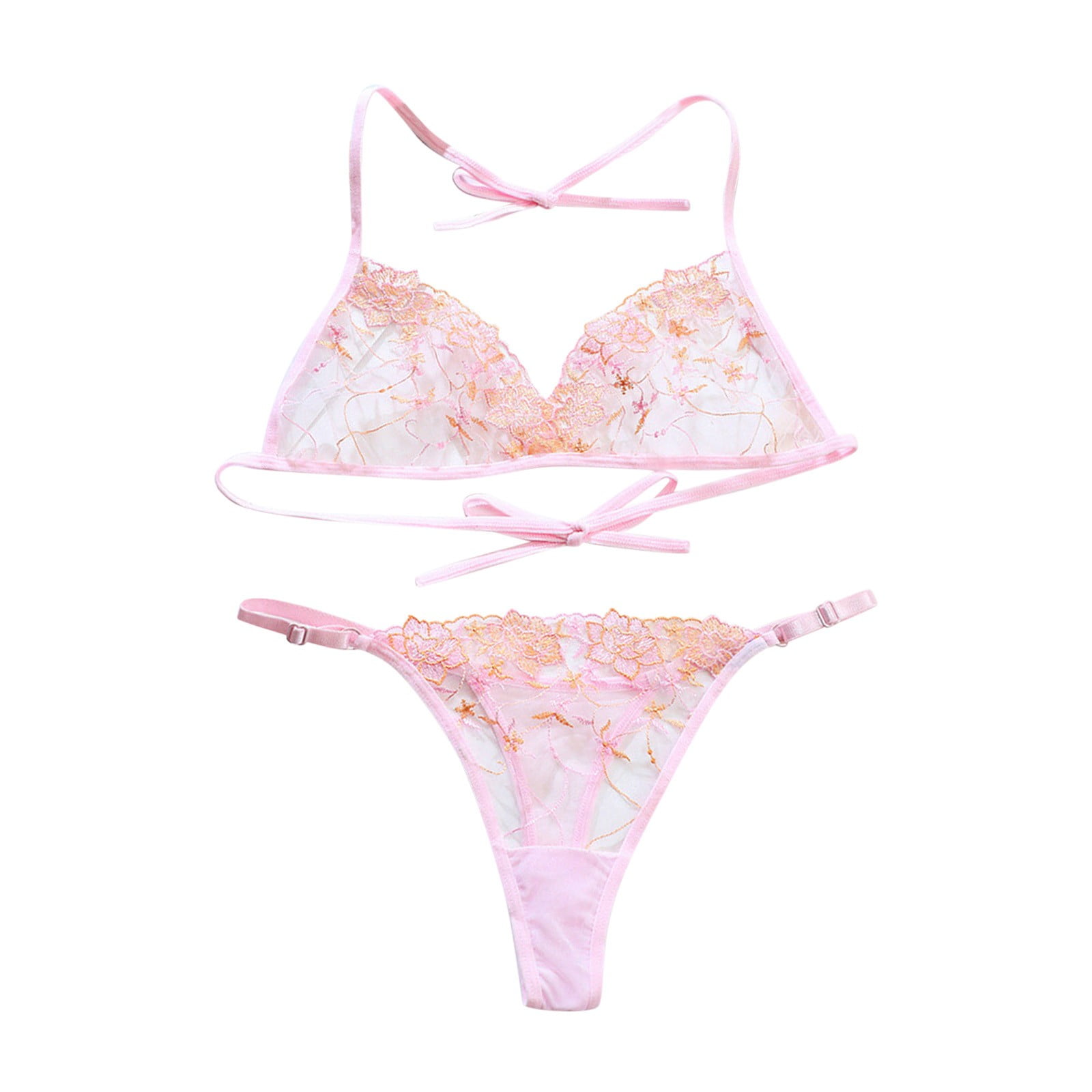 Lace Bra And Pantie Set Women Lace Mesh Embroidery With French Style