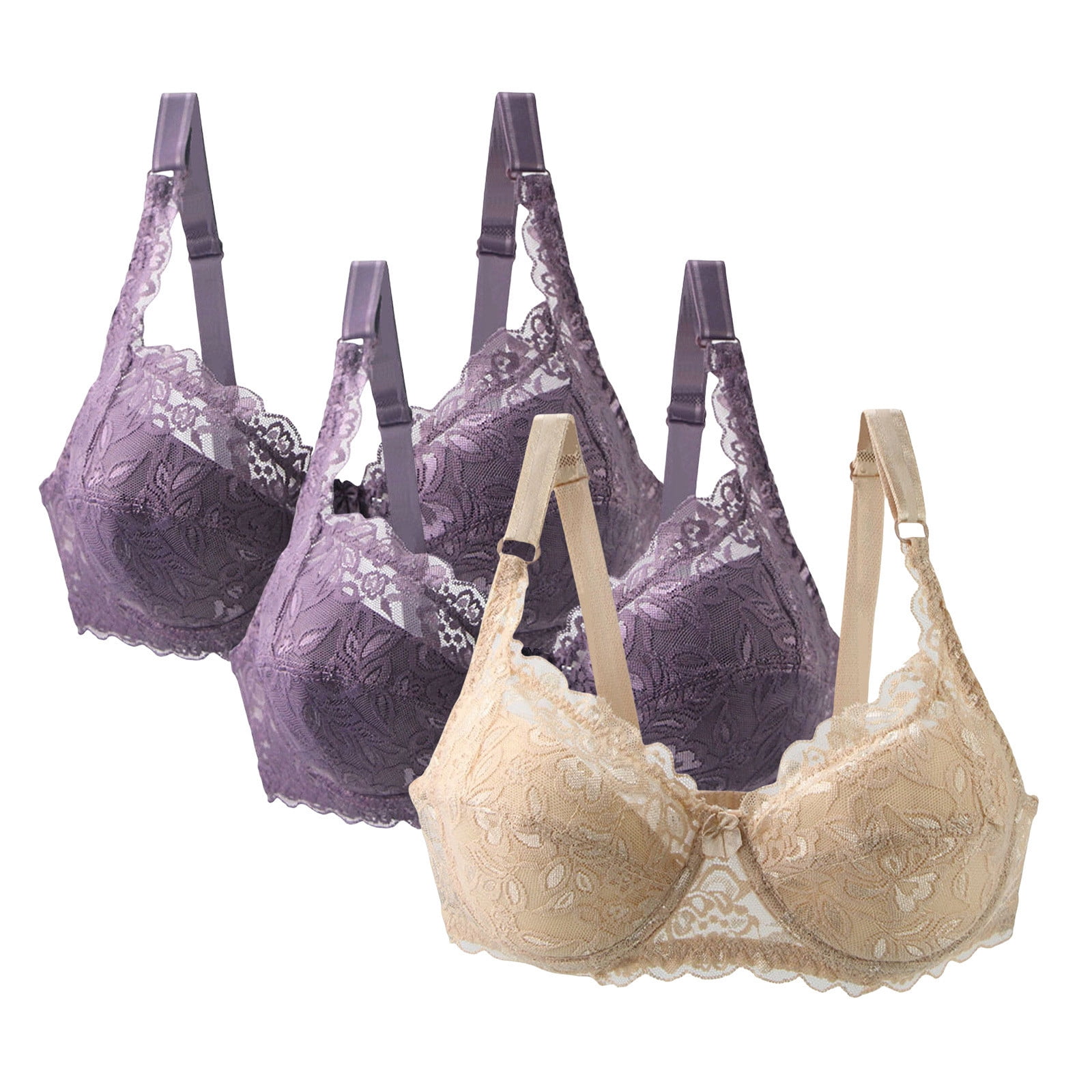 Lace Bra for Women Wireless Full Coverage Bralette Plus Size Support ...