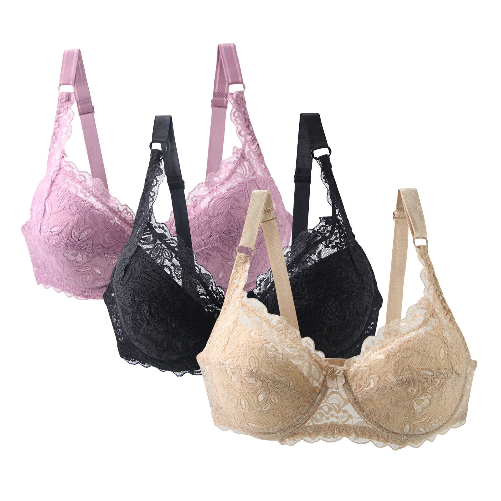 Lace Bra for Women Wireless Full Coverage Bralette Plus Size Support ...