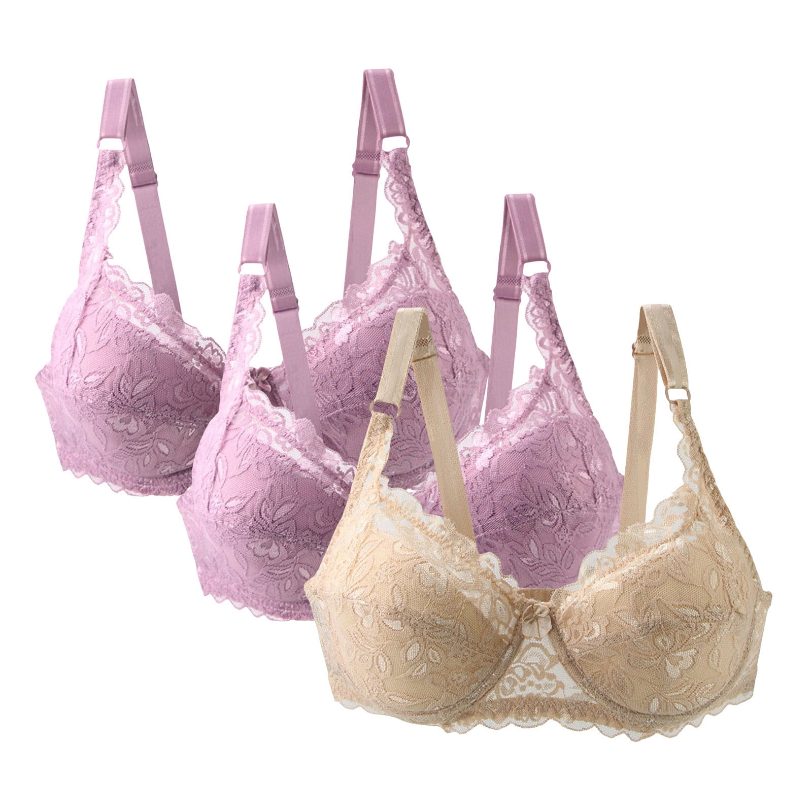 Lace Bra for Women Wireless Full Coverage Bralette Plus Size Support ...