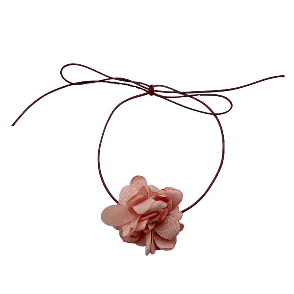 Lace Choker Necklace Pink Flower Collar Chain Punk Choker Chain ...