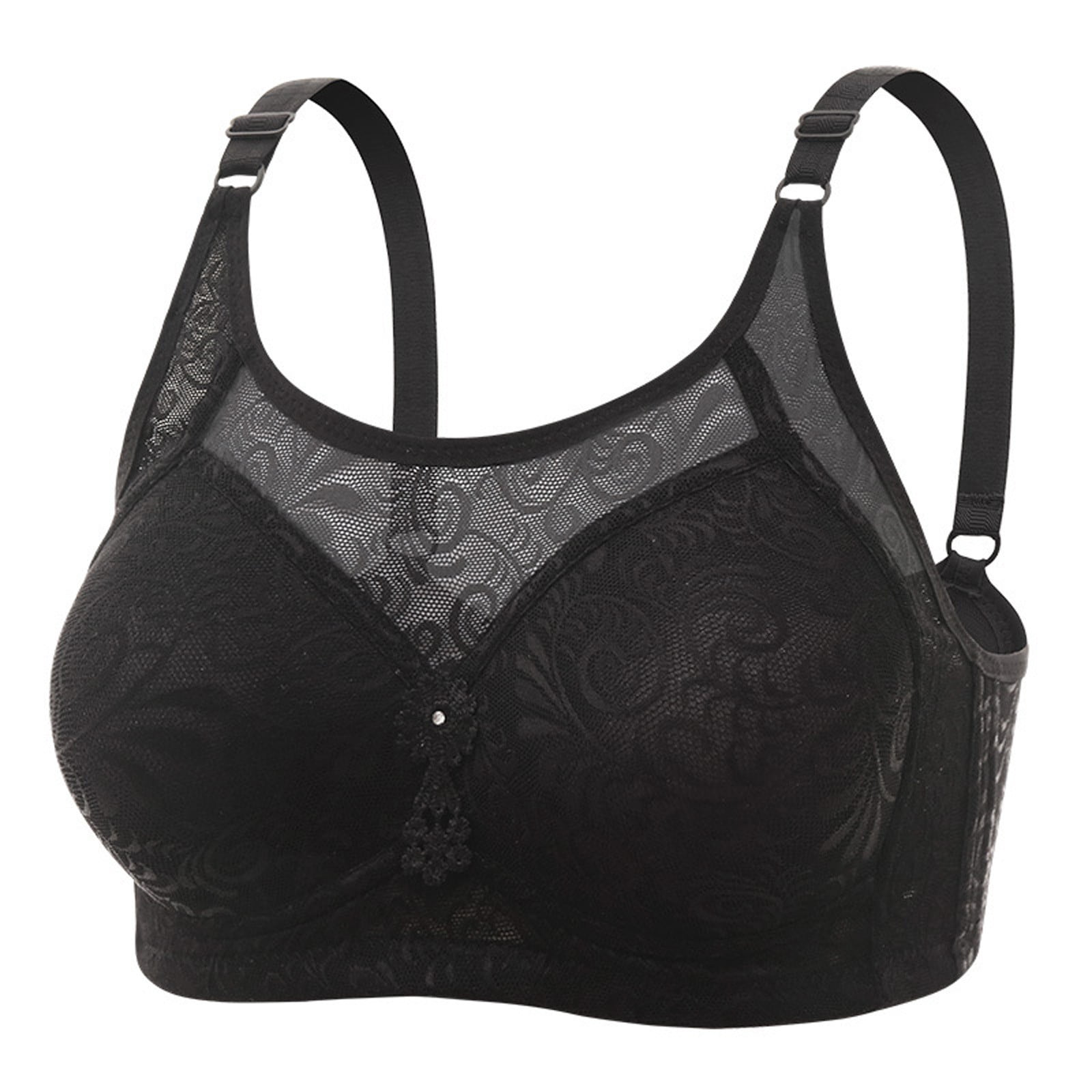 Lace Comfort Bra for Seniors Sagging Wireless Supportive Bra - Nylon ...