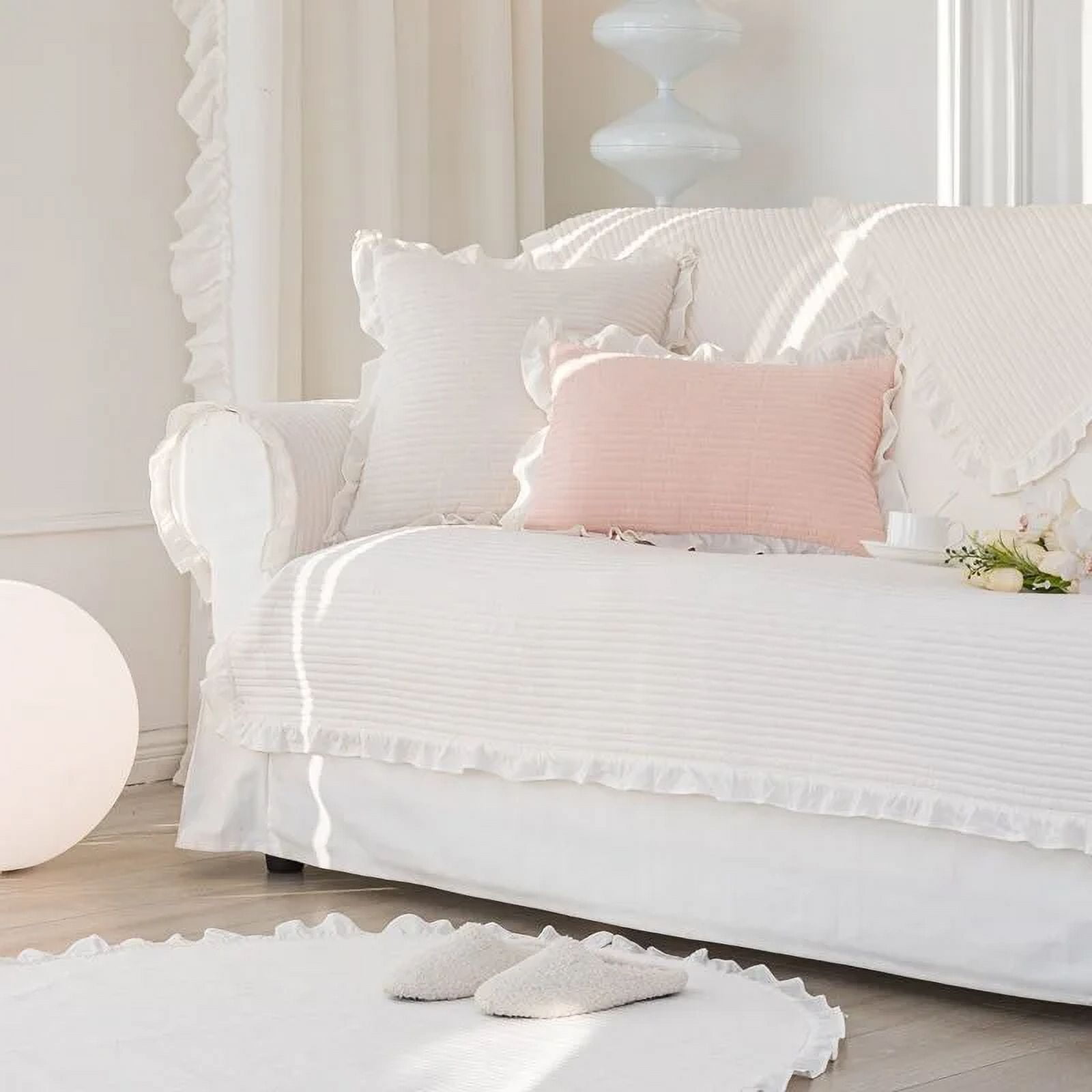 Lace Cotton Fabric Sofa Cover Couch Non-Slip Soft Towel Living Room ...