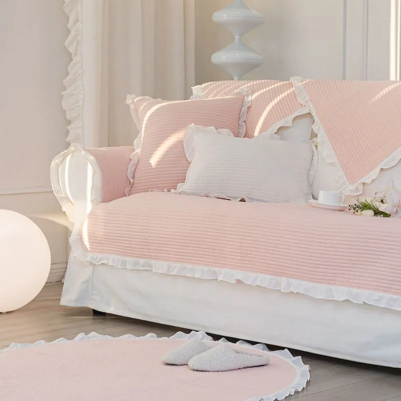 Lace Cotton Fabric Sofa Cover Couch Non-Slip Soft Towel Living Room ...