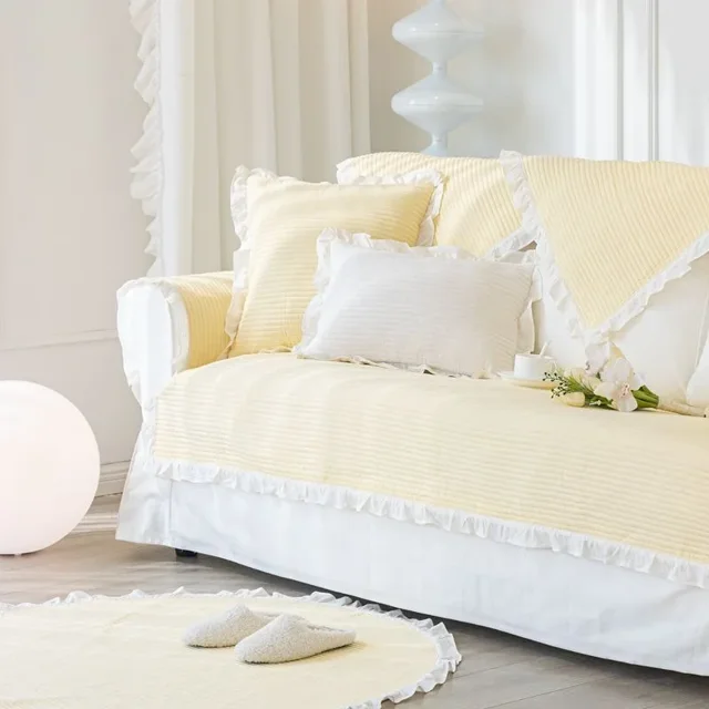Lace Cotton Fabric Sofa Cover Couch Non-Slip Soft Towel Living Room ...