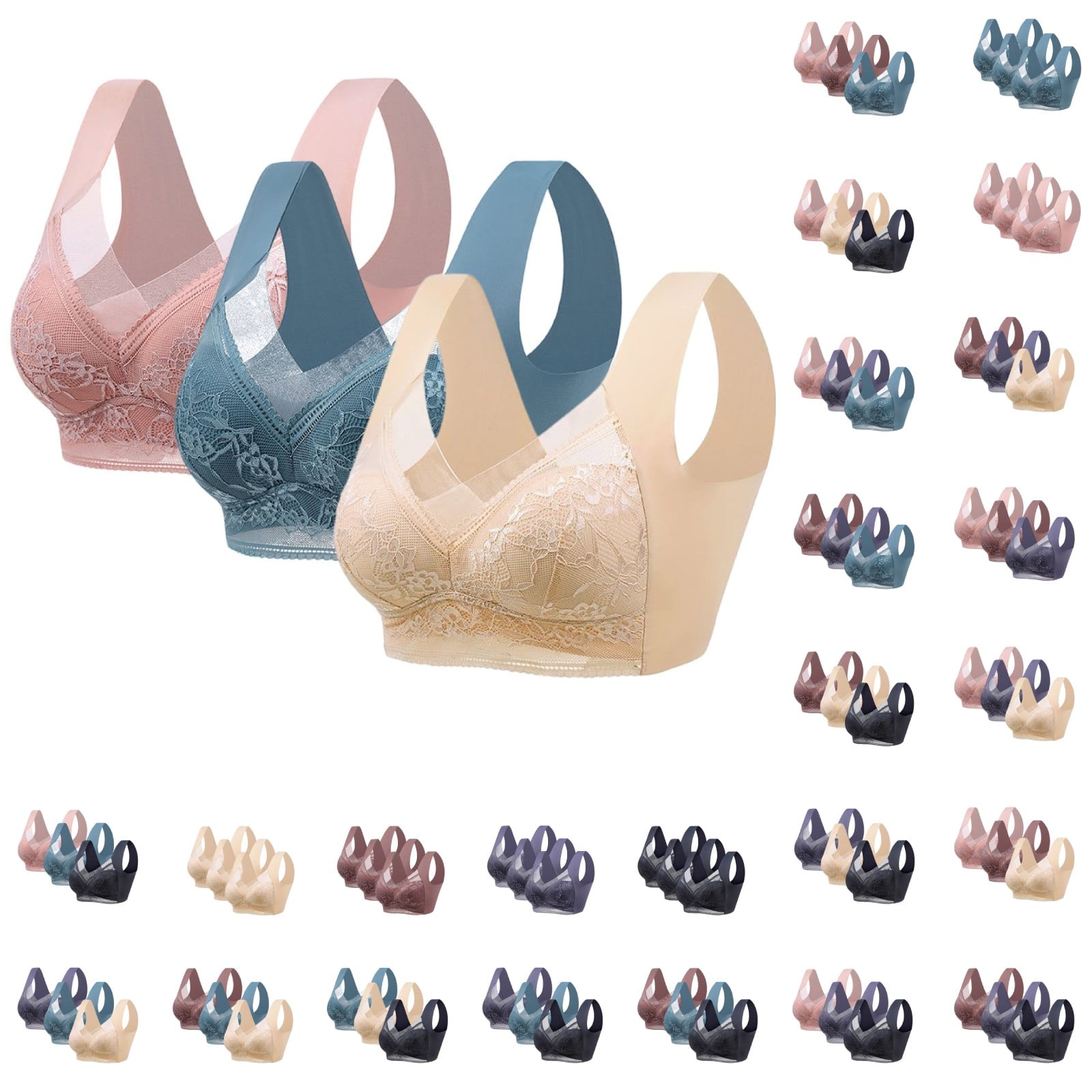 Lace Detail Comfort Bra Anti Sagging Support Plus Size Sports ...