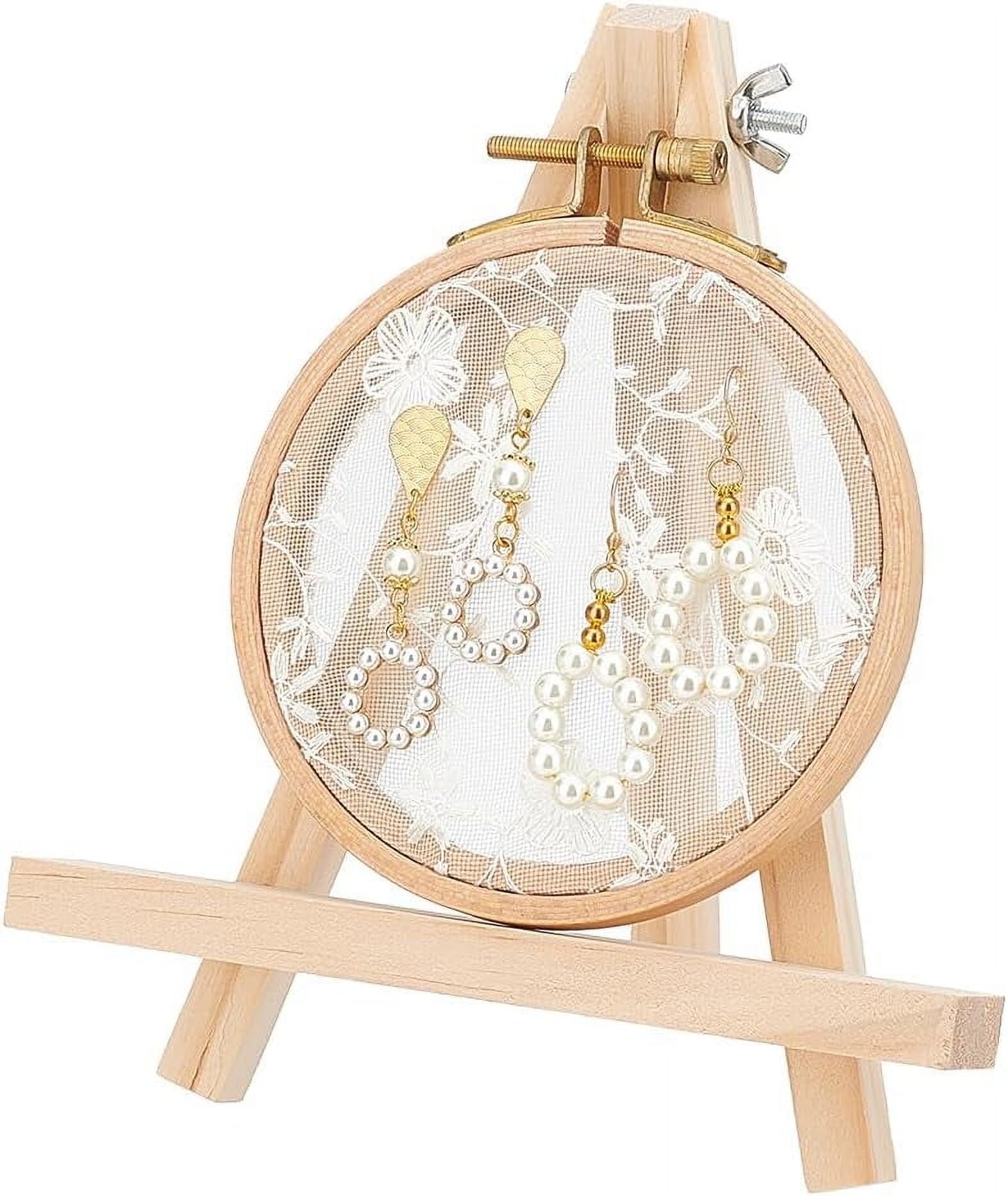 Lace Disc Earring Organizer Holder with Wood Stand Tabletop Decorative ...
