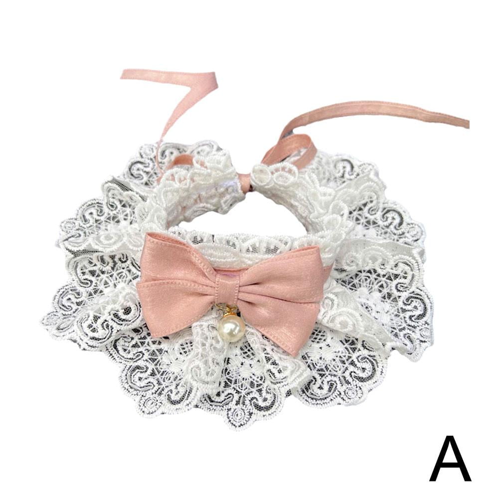 Lace Dog Cat Neckerchief Collar Vintage Scarf with Bells Pet Bib ...