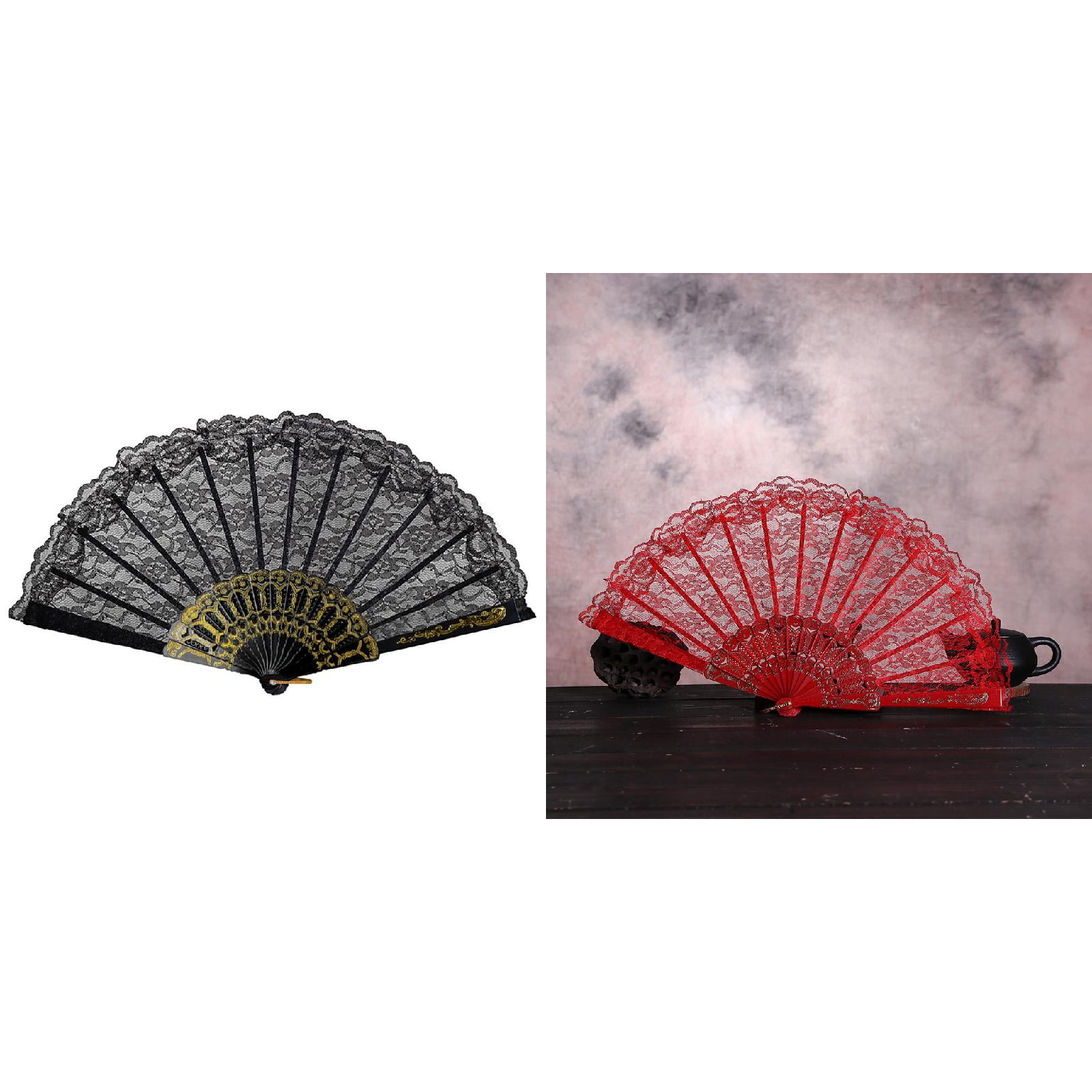 Lace Fan Hand Party Style Held Flower Wedding Chinese Dance Silk ...