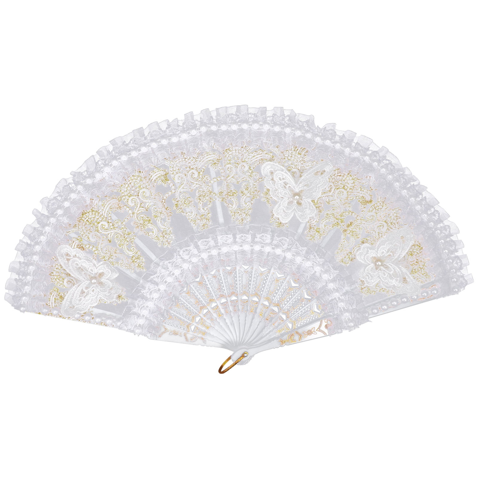 YEAHIBABY Handheld Lace Fans For Women Stage Photography 1Pack 17.3X9 ...