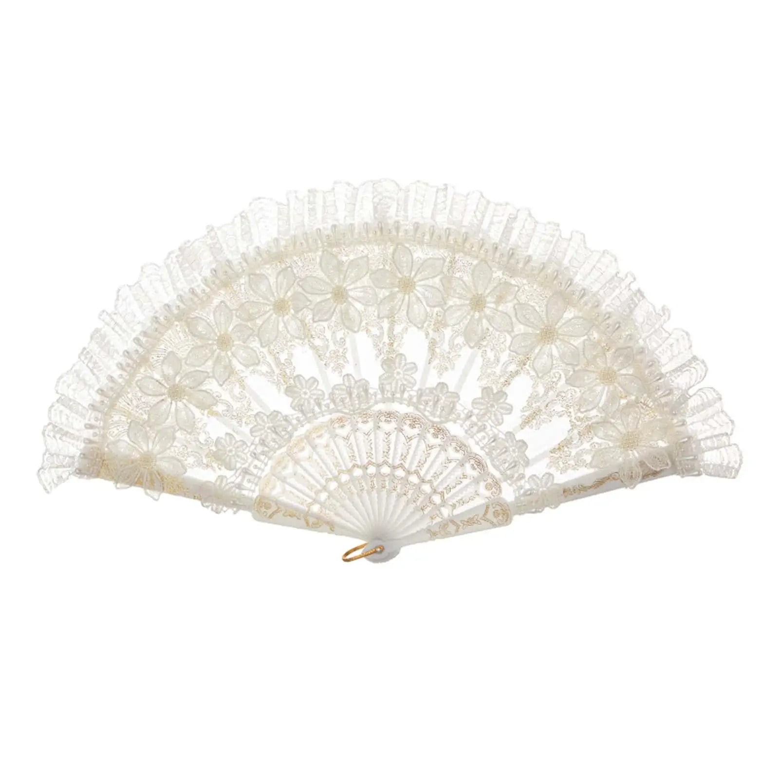 Lace Folding Fan Decoration Foldable White Lace Fan For Photo Props ...