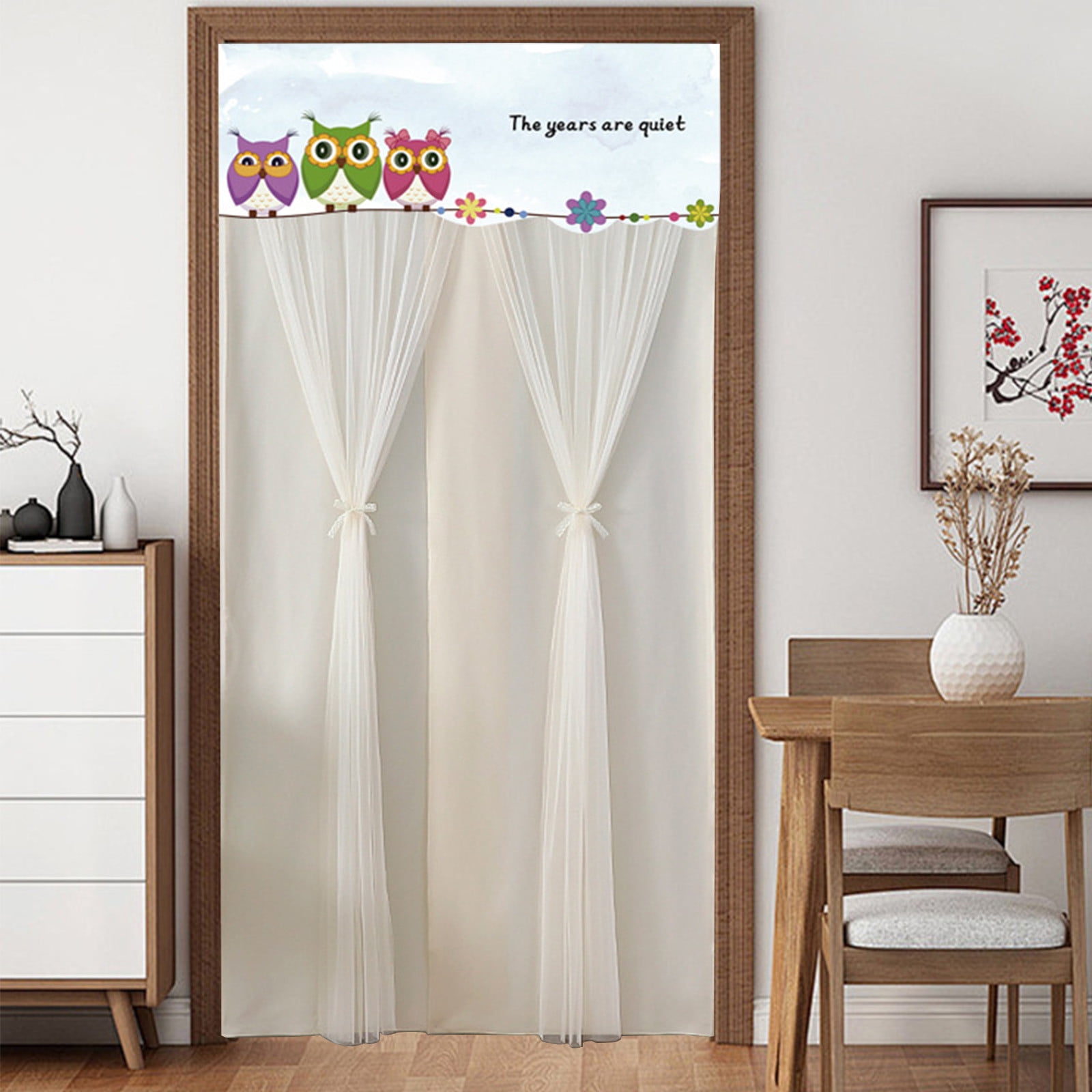 Lace French Door Curtain White Leaves Branch Knitted Textured ...