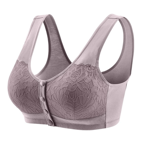 Lace Front Hook Bra Women, Plus Size Wirefree Bralette Thin Cup ...