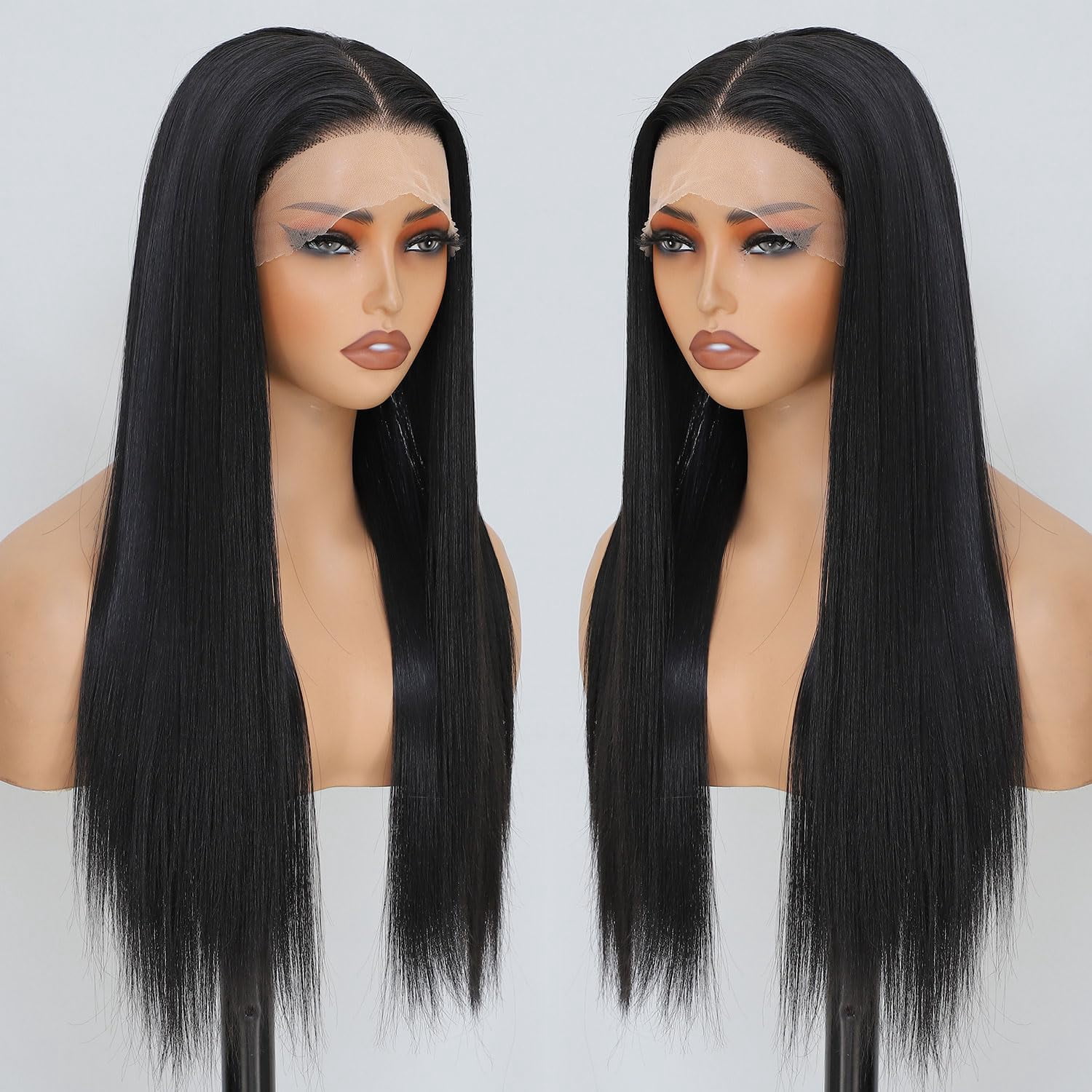 Lace Front Wigs for Black Women Long Straight Wig (13X5X1 Wigs-30-1B ...