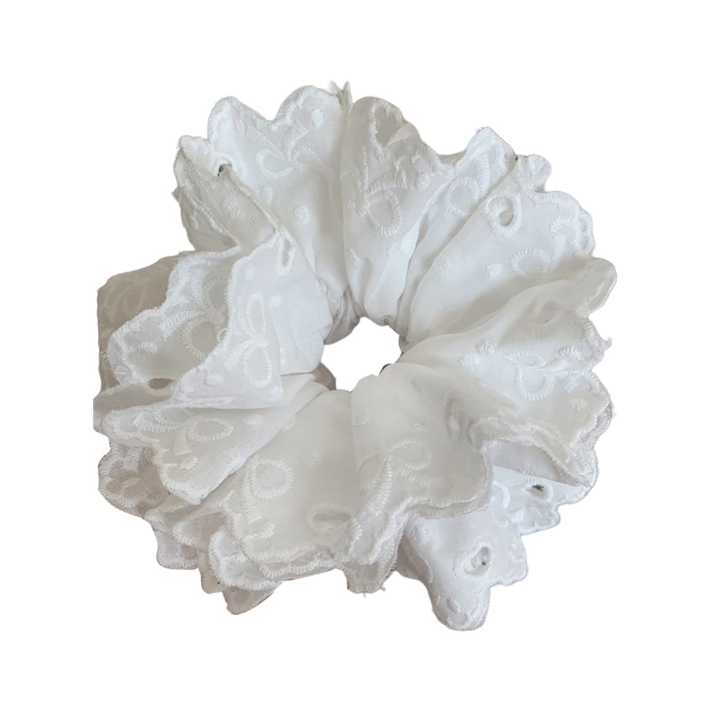 Lace Hair Scrunchies Oversized Hair Bun Scrunchy Ruffle Fashion ...