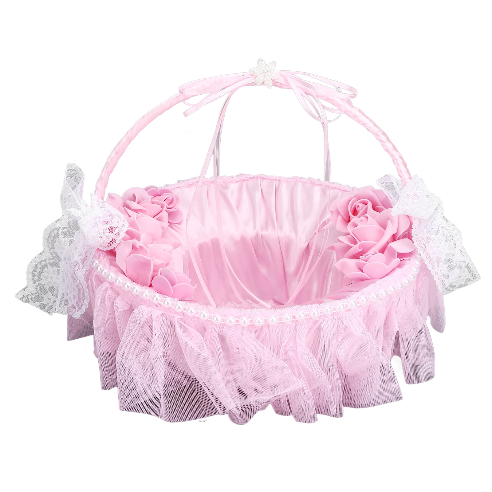 Lace & Handle Detail for Weddings & Photos Pretty Pink Flower Girl ...