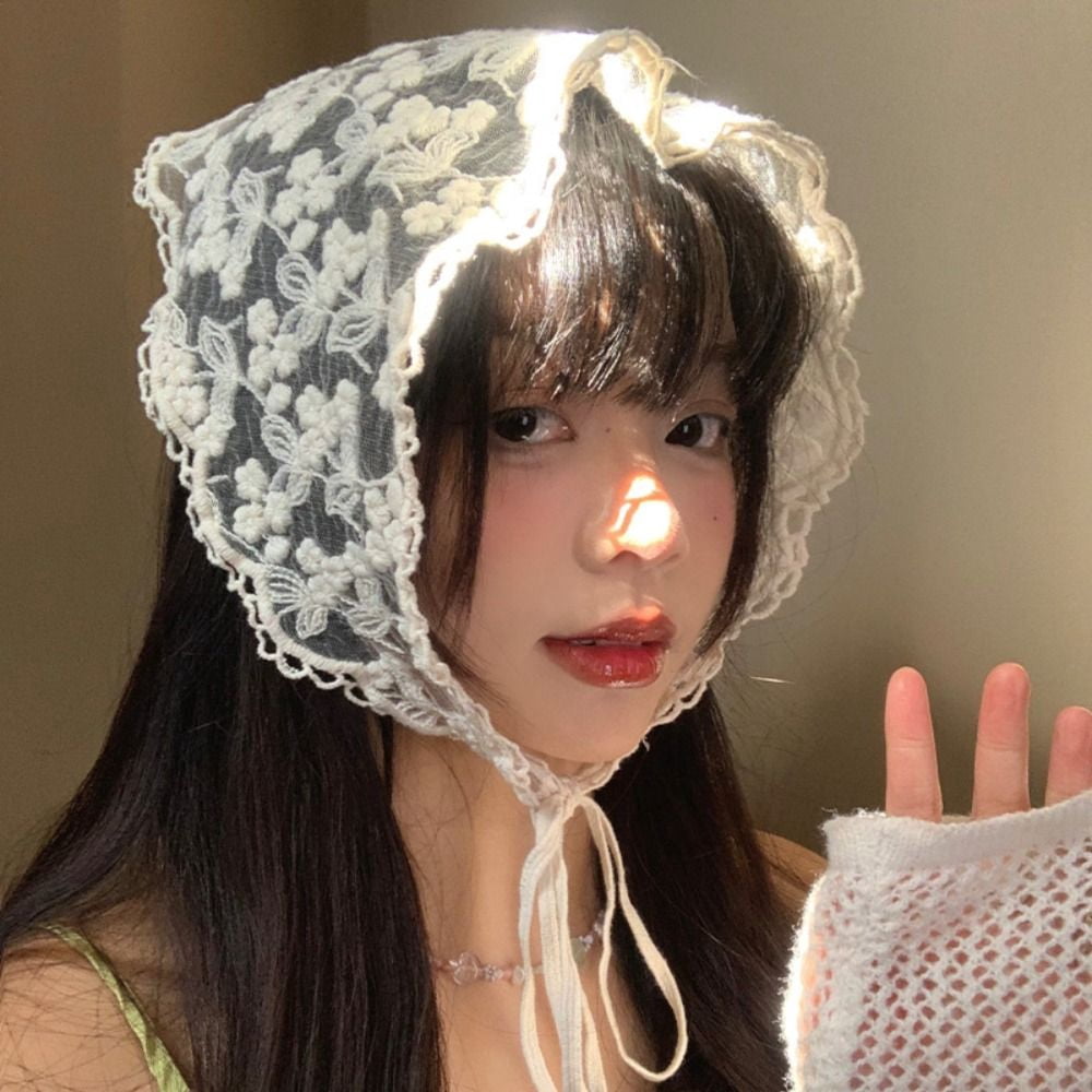 Lace Kerchief Hair Band Hair Accessories Triangle Scarf Lace Hair Scarf ...