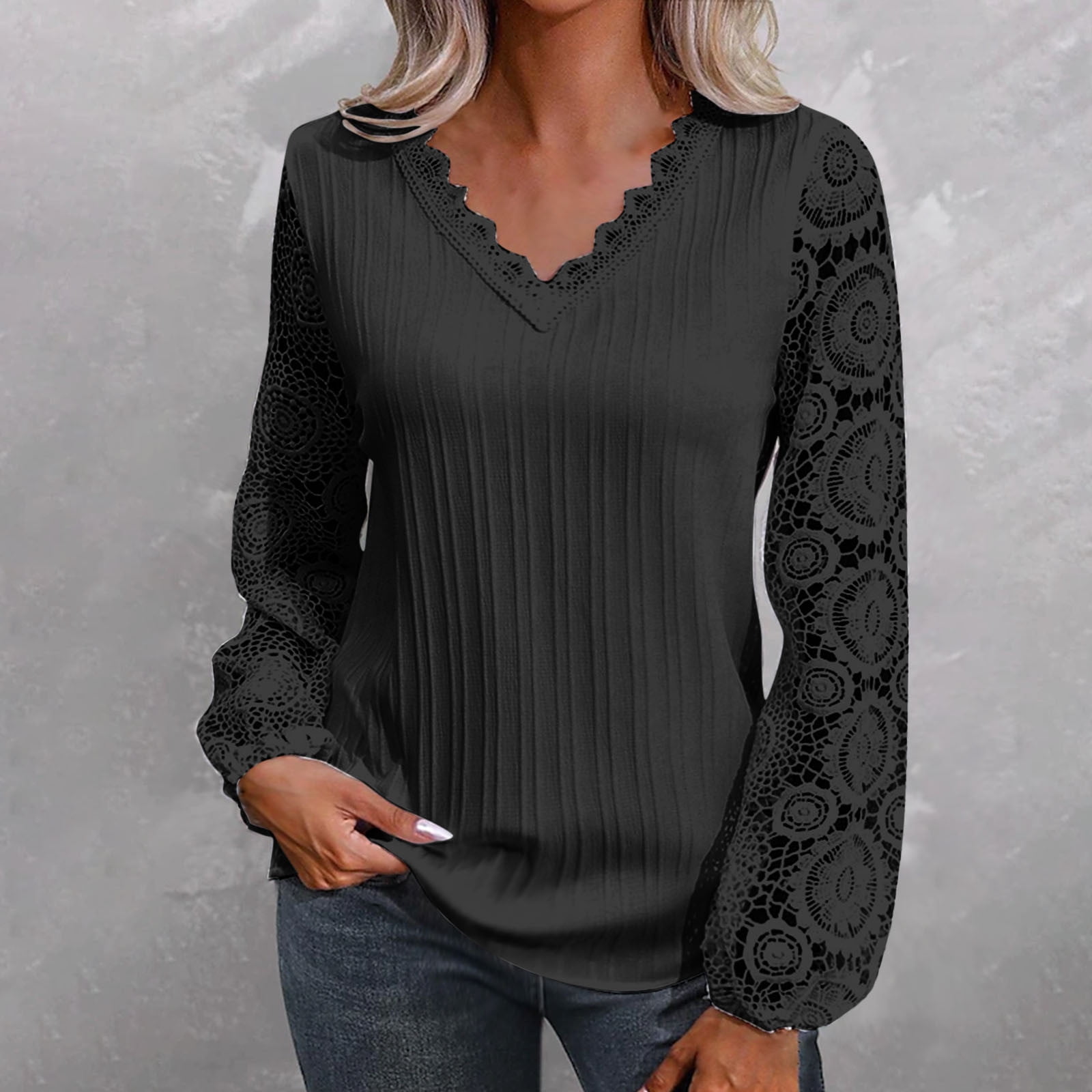 Lace Long Sleeve T Shirts for Women,Elegant Lace Lantern Long Sleeve T ...