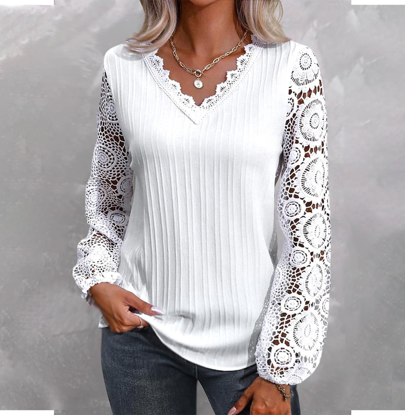 Lace Long Sleeve Tops for Women,Spring Tops for Women 2024 Trendy ...