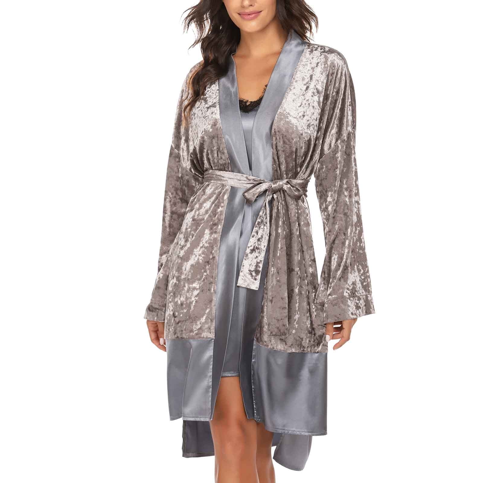 Lace Nightgown for Women Satin Silk Kimono Robes Negligees Bathrobe ...